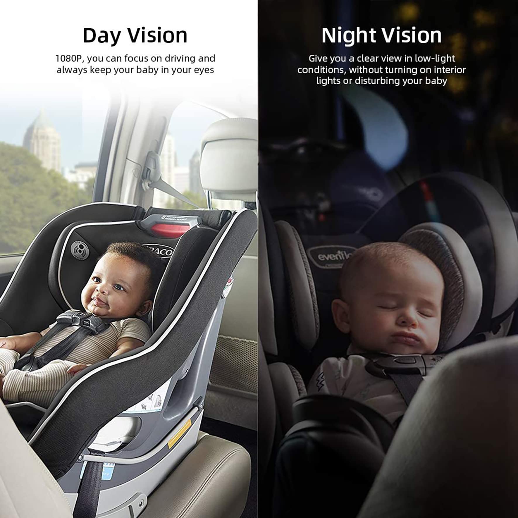 Baby Car Mirror Back Seat Baby Car Camera with HD Car Mirror Display Wide ViewEasily Observe the Baby’s Move