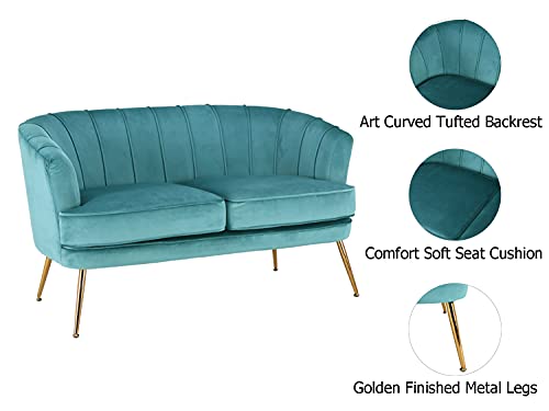 Altrobene Velvet Loveseat Couch Sofa Luxury Modern Comfy Tufted Couch Chesterfield 2 Person Couch for Living Room/Bedroom, Dark Teal