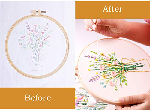 6 Pieces Cotton Fabric, Embroidery Fabric Cloth for DIY Handmade Embroidery and Art Crafts Gifts Decoration 13 by 13 inch