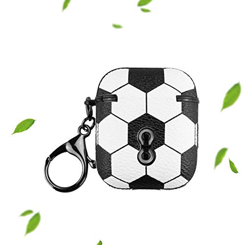 Airpods Case Cover,Durable Full Protection Soccer Design Airpods 1&2 Case Cover,with Keychain Front LED Visible