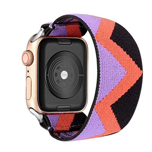 WSGGFA Bohemia Elastic Nylon Loop Band for Apple Watch 6SE Strap 38/40mm 42/44mm for Iwatch 5/4/3 2 Man Women Watch Band (Band Color : Boho Purple, Band Width : 42mm 44mm M L)