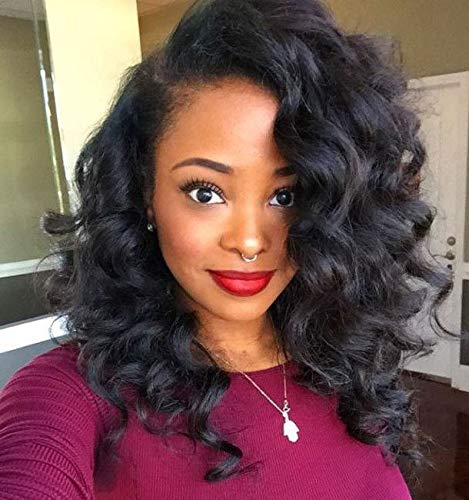 Ameli Ocean Wave Crochet Hair Natural Black Deep Wave Crochet Hair for Black Women Synthetic Curl Braiding Hair Extensions 8 Packs (14 Inch, 1B)