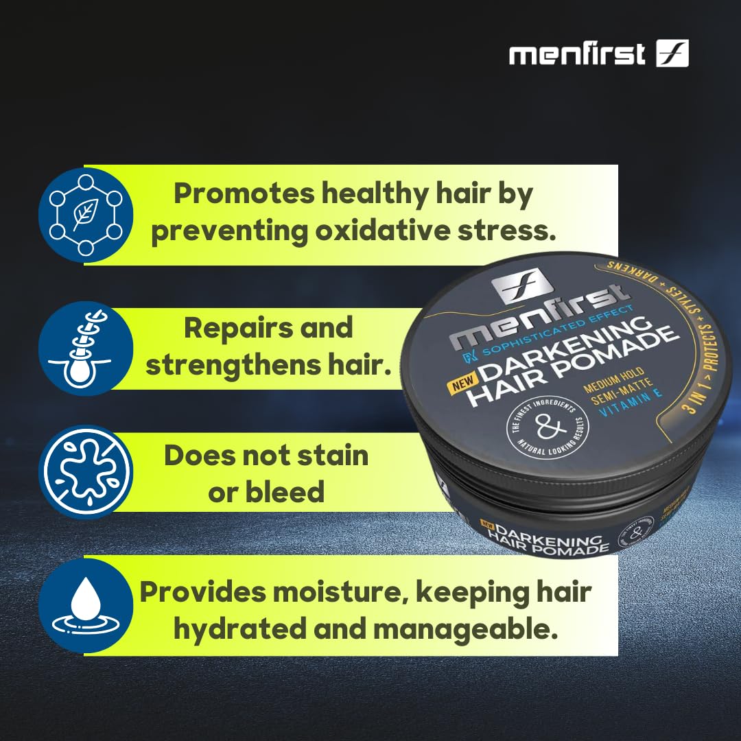 MENFIRST Gradual Gray - Good Bye Gray Hair- 3-in-1 Shampoo and Hair Pomade - 2 Pack Bundle
