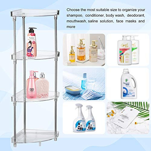 Decdeal 4-Tier Corner Storage Shelf Organizer for Cosmetics, Bathroom Countertop, Vanity Tray, Kitchen Standing Shelf