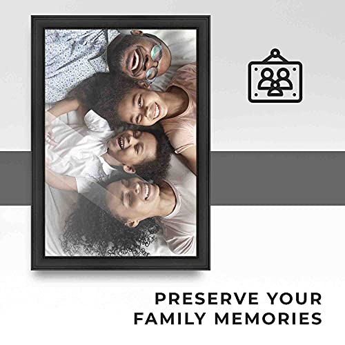 19x45 Frame Black Real Wood Picture Frame Width 1.25 Inches | Interior Frame Depth 0.5 Inches | Garrin Black Traditional Photo Frame Complete with UV Acrylic, Foam Board Backing & Hanging Hardware