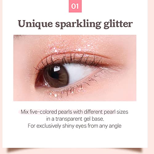 CORINGCO Eye Glitter Makeup Liquid Eyeshadow Sparkle | Shabam Shabam Romantic Glitter Shadow #03 Sunset Light K beauty Makeup Shimmer