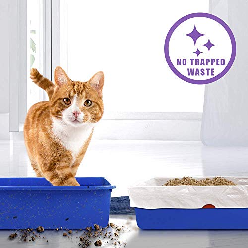 Alfapet cat Litter Box Liners Extra Large-1 Box- Heavy Duty 2 mil Thick Plastic, Clever Drawstring Liner for Easy Disposal- Flat Bottom for Easy, Secure Placement in Kitty Pan-Disposable