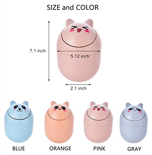HPH Little Trash Can Cute Desktop Trash Can for Office Desktop Coffee Table Kitchen Small Garbage Can Cute Plastic Trash Can Shake Cover Bucket Small Paper Basket
