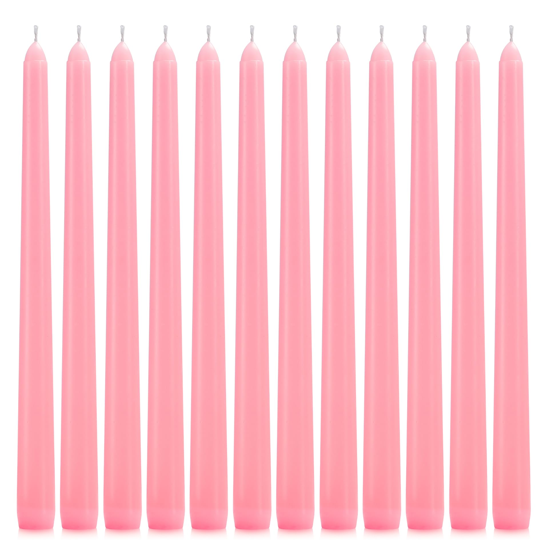 12 Pack Pink Taper Candles - Taper Candles 10 Inch Dripless, Smokeless & Unscented - 8 Hours Long Burning - Tall Candlesticks - Ideal for Weddings, Dinner Parties, Home Decor, Birthday Party