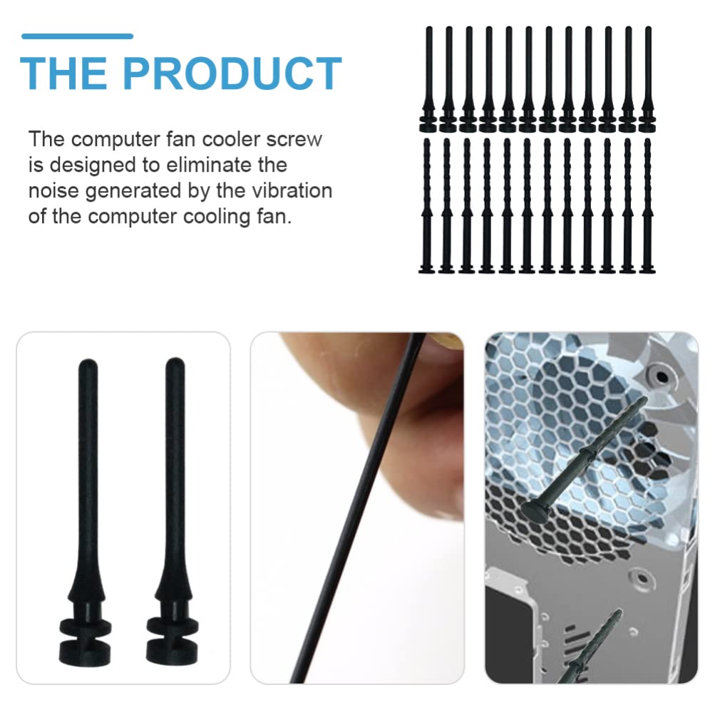 24 Pcs Fan Shock-absorbing Rubber Nail Computer Case Fan Screws Cooler Fan Screws Computer Anti-noise Screws Silicone Rubber Screw Computer Case Anti-seismic Screws