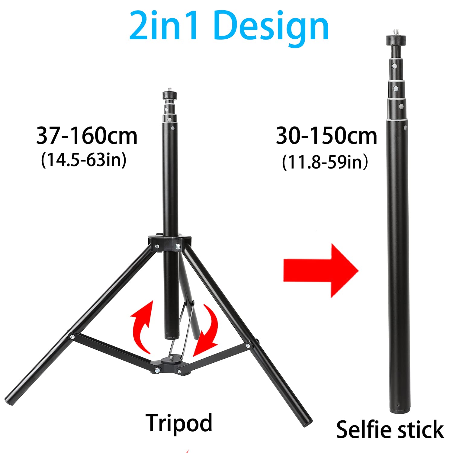 PellKing 2in1 Tripod Extension Rod 59in Adjustable Selfie Stick with Phone Clip for DJI OM4 SE 5/Osmo Mobile 6 3 2/Feiyu Zhiyun and More Hand Held Gimbal Stabilizer Accessories