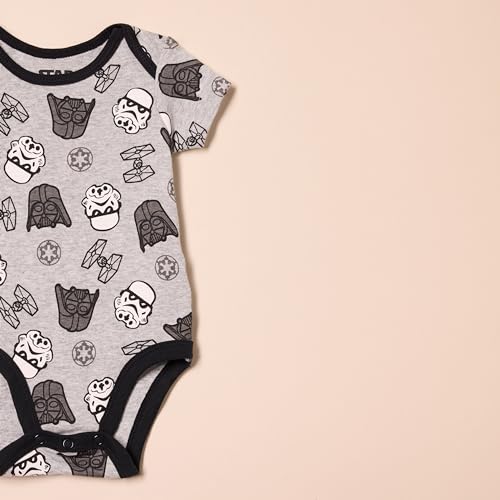 Amazon Essentials Disney | Marvel | Star Wars Unisex Babies' Short-Sleeve Bodysuits, Pack of 6, Star Wars Tiny Trooper, 0-3 Months