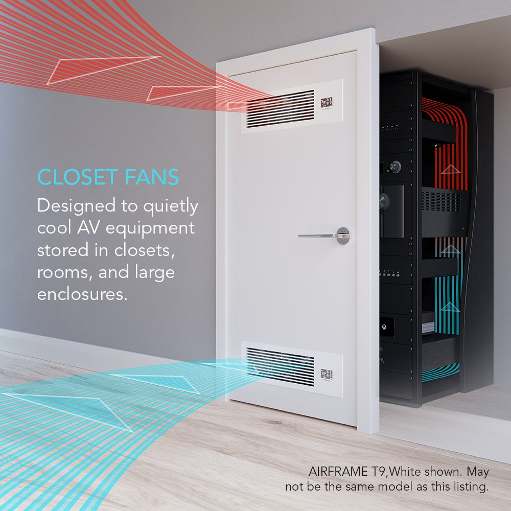 AC Infinity AIRFRAME T7-N White, High-Airflow Cooling Fan System 17", Intake Airflow, for AV Equipment Rooms, Closets, and Enclosures