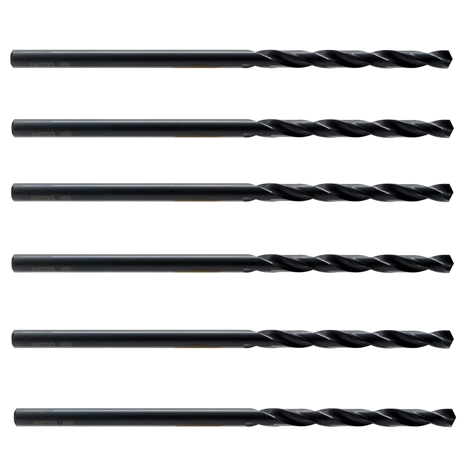 MAXTOOL 1/16"x6" 6pcs Identical Aircraft Extension Drills HSS M2 Extra Long Deep Twist Drill Bits Straight Shank Fully Ground Black; ACF02B06R04P6