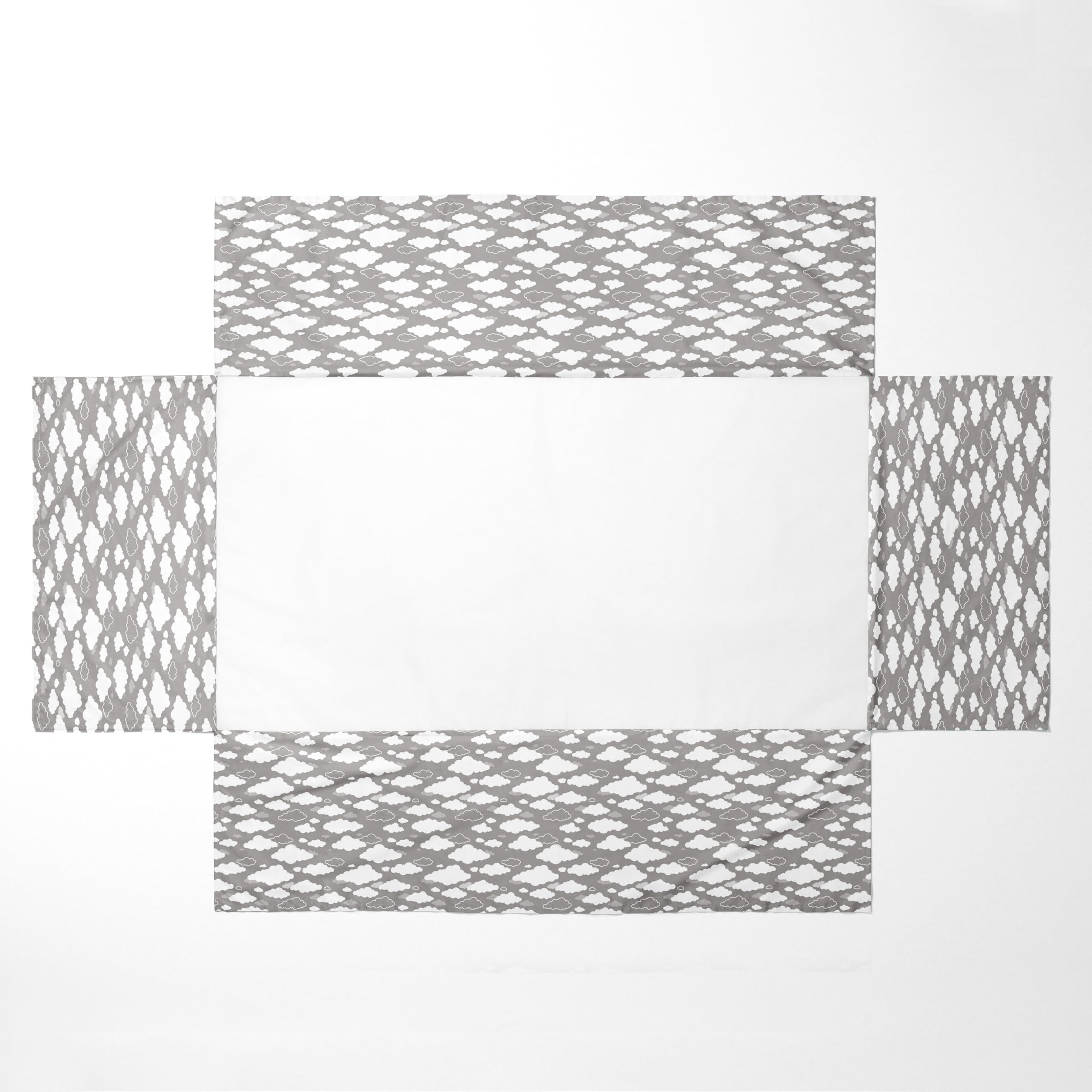 Bacati Clouds in The City Grey Clouds Crib/Toddler Bed Skirt Dust Ruffle, White/Grey
