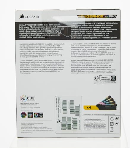Corsair Vengeance RGB Pro 64GB (4x16GB) DDR4 3600 (PC4-28800) C18 Desktop Memory – Black, CMW64GX4M4D3600C18