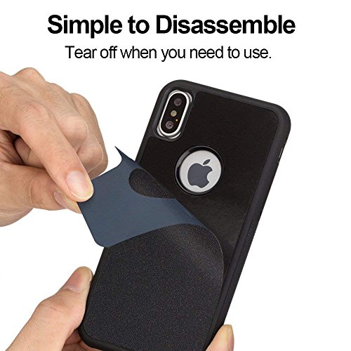 Anti Gravity Phone Case Compatible with iPhone 12 Pro and iPhone 12, Sticky Selfie Suction Black Anti Gravity Case for iPhone 12/12 Pro Nano Stick on Smooth Flat Surface with Dust Proof Film