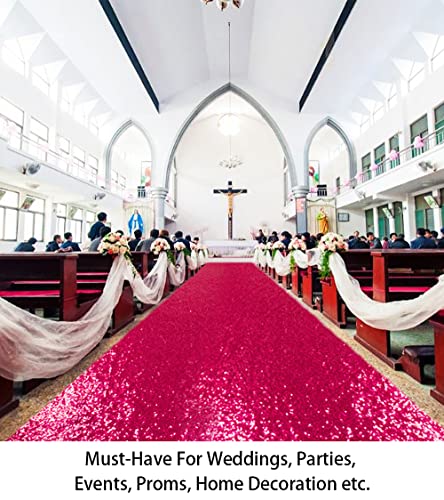 Aisle Runners for Weddings Hot Pink 2FTx15FT Sequin Aisle Runner Fuchsia Bridal Aisle Runner 15FT Carpet Runner Outdoor Aisle Runner for Wedding Ceremony