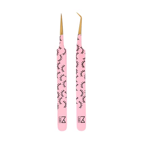 M LASH Eyelash Extension Tweezers (Set of 2) - Professional & Precision Lash Tweezers for Eyelash Extensions - Volume & Straight Tweezer for Stunning Results (PL)