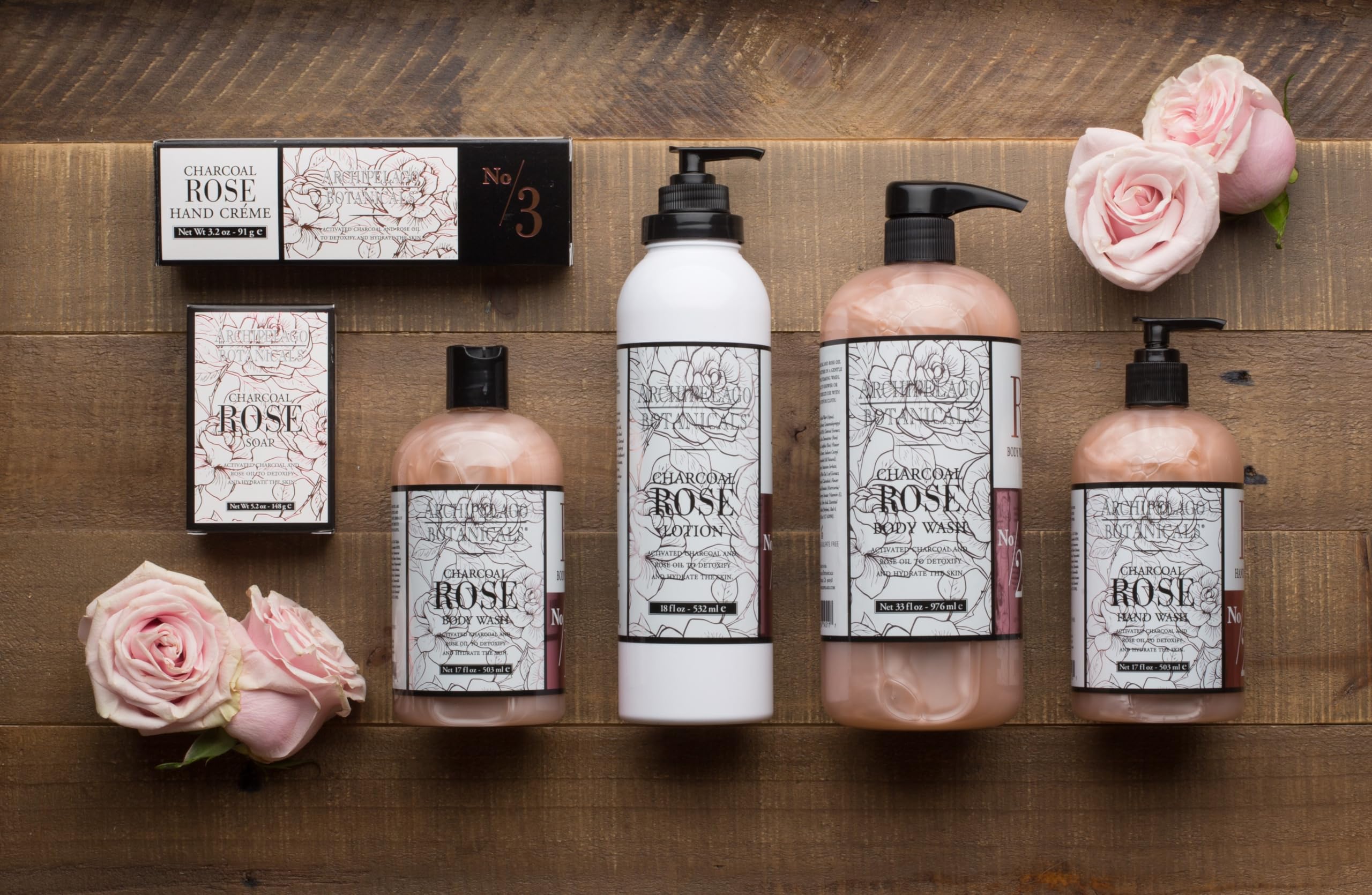 Archipelago Botanicals Charcoal Rose Lotion, Hydrating Lotion for Soft and Healthy Skin, Scented Body Lotion Free from Parabens, Phthalates and GMOs (18 oz)