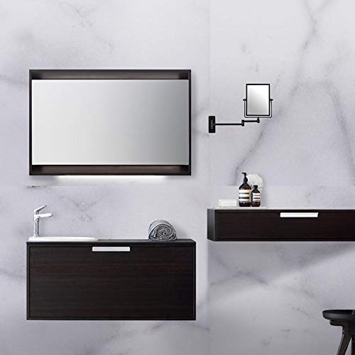 QiMH 3X Magnified Wall Mounted Mirror, Rectangular 8x6 Inch with Extendable Arm | Polished Chrome Finish Double-Sided Swivel Mirror