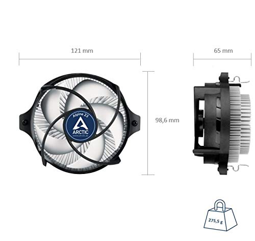 ARCTIC Alpine 23 - Compact AMD CPU Cooler for AM5 and AM4, Thermal Compound MX-2 pre-Applied, Computer, PC - Black