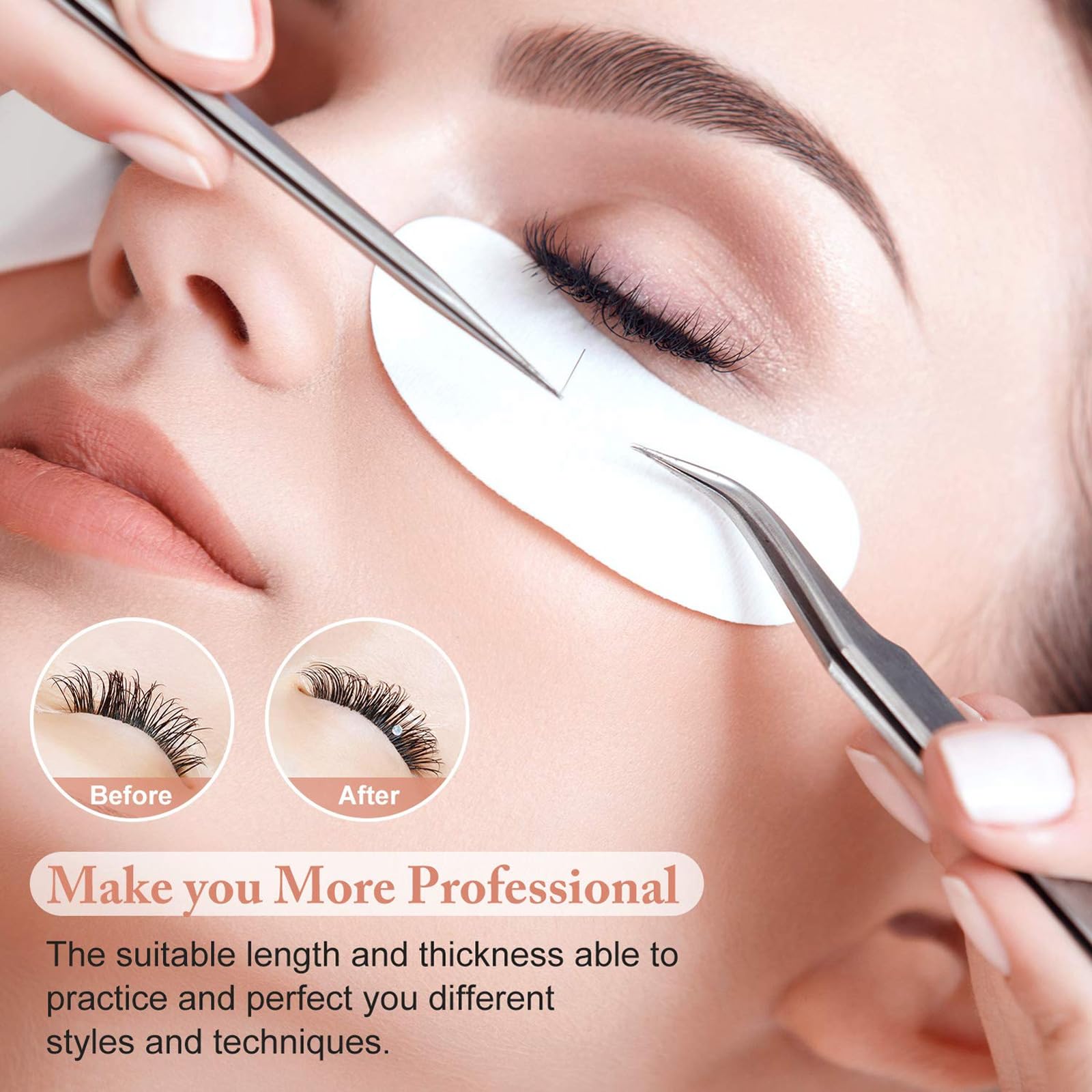 50 Pairs Practice Eyelashes Training Lashes Self-adhesive Practice Lashes Eyelash Strips for Training Eyelash Extension Makeup Beginners Beauty Salon