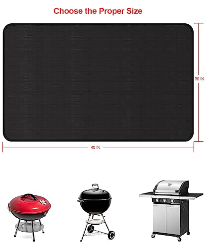 48 x 30 inch Under Grill Mats for Outdoor Grill, Deck and Patio Protector Mat, Double-Sided Fireproof Waterproof Oil-Proof BBQ Mat, Grill Floor Pads Fire Pit Mat Fireplace Mat (48X30 inch)