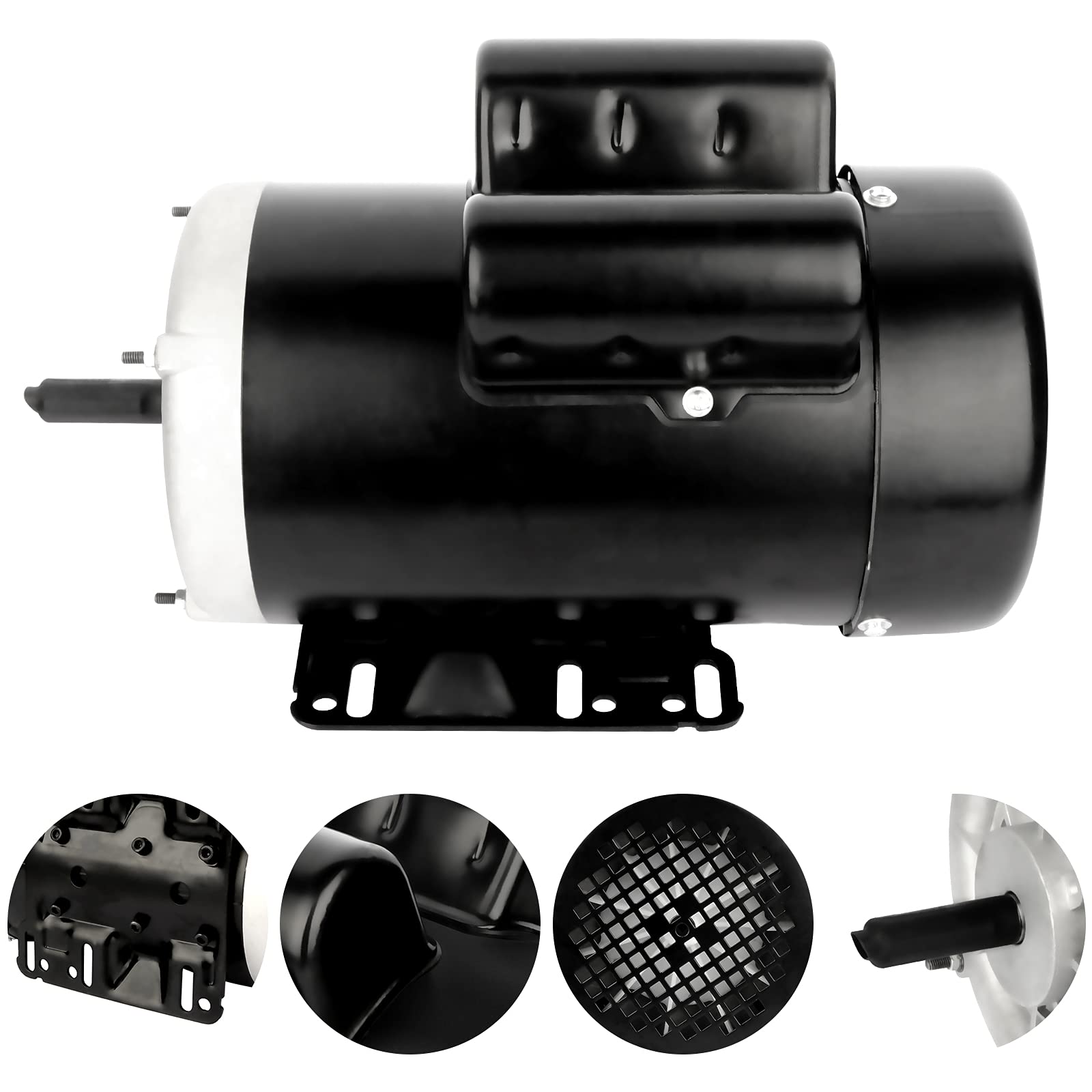 1.5HP Electric Motor 1725 RPM General Purpose Single Phase Motor 115V/230V 56 Frame 5/8" Shaft Diameter Rolled Steel Shell TEFC