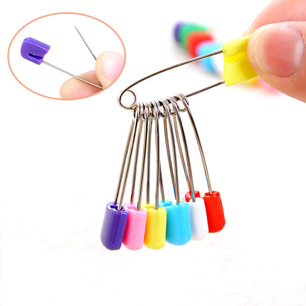 50 Pcs Baby Cloth Diaper Pins Stainless Steel Pins Plasetic End Safety Pins