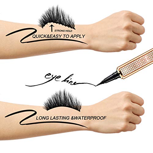 2020 Upgraded Self-adhesive Eyeliner,2 in 1 Eye Liner Pen Diamond Bling Glitter Liquid Eyeliner No Glue, Non Magnetic, Eye Liner for Eye Makeup and Wear Normal False Eyelashes (Queen Pearl White)