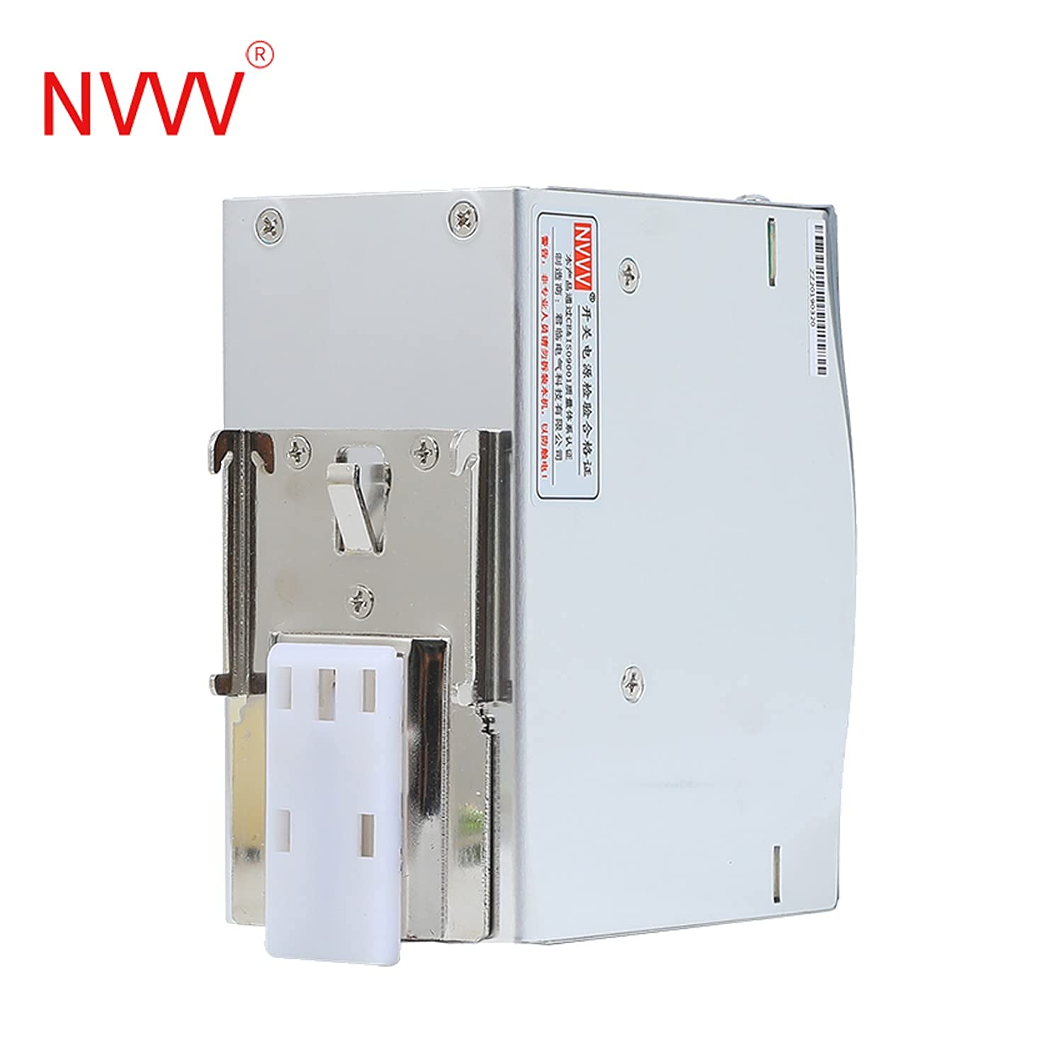 NVVV DR-120-24 AC to DC DIN-Rail Power Supply, 24V, 5 Amp, 120W, 1.5 inches, Silver+Grey