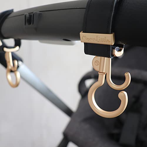MomnLittle Multi-Purpose 2 Pack Stroller Hooks(ROSE GOLD) Leather Purse & Bags Hooks for Stroller Hook Accessories Bag Holder for Wagon Buggy