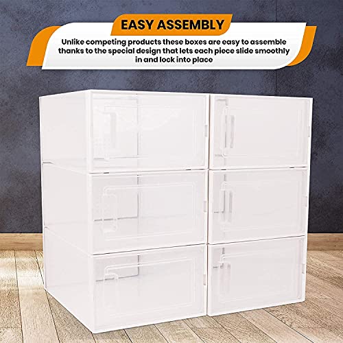 Boxy Concepts Plastic Hat Organizer for Baseball Caps (6-Pack) Easy Assembly, Stylish, Dust-Proof, Transparent, Stackable with Odor Vents. Ideal Holder, Case or Hat Rack Storage System 13β x 5.5β x 9β