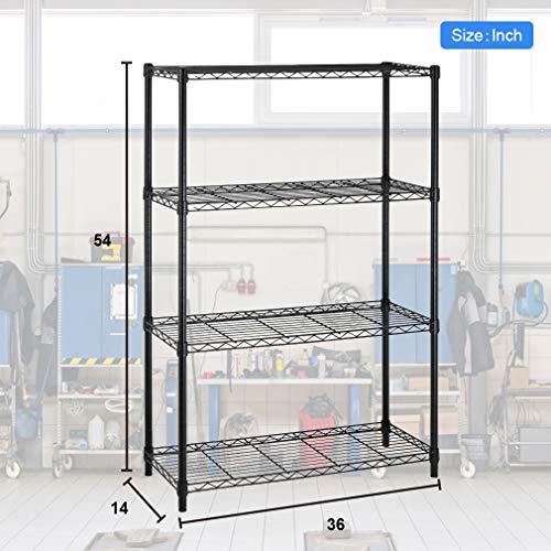 14x36x54 Inch 4-Shelf Storage Shelves Heavy Duty Shelving Unit for Kitchen Metal Shelves Garage Organizer Wire Rack Shelving Storage Unit Shelf Adjustable Utility NSF Certification Commercial