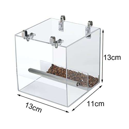 Automatic Bird Feeder No Mess Bird Cage Pet Feeder Seed Food Container for Parakeet Canary Cockatiel Parrot Finch Canary Acrylic (Small)