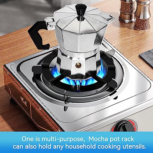 2 Pack Pot Rack, Black Moka Coffee Pot Shelf, Stainless Iron Wok Ring Pots and Pans Organizer Round Stove Pot Holder Gas Range Support Rack Stand for Kitchen