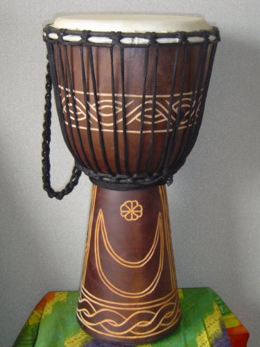 20" Tall Moon & Star (M15) Deep Carved Djembe Bongo Drum, with Free Cover