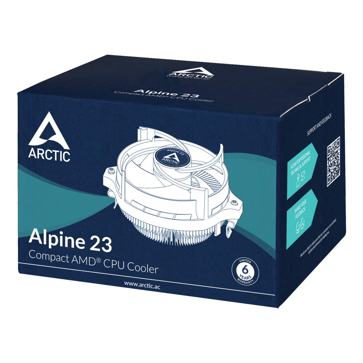 ARCTIC Alpine 23 - Compact AMD CPU Cooler for AM5 and AM4, Thermal Compound MX-2 pre-Applied, Computer, PC - Black