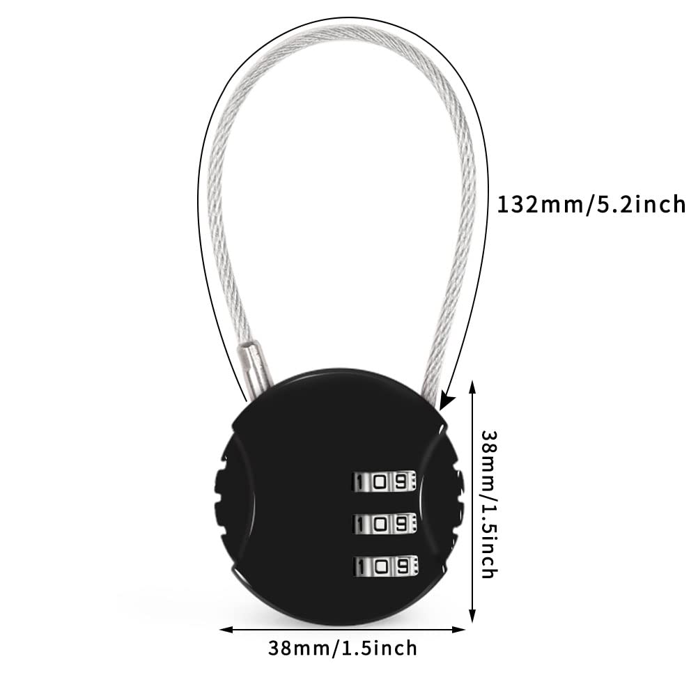 3 Pack Small Combination Lock, 3 Digit Luggage Locks Locker Lock, Resettable Digit Padlock for Gym, Luggage, Outdoor Fence, Case(Black, Silver, Blue)