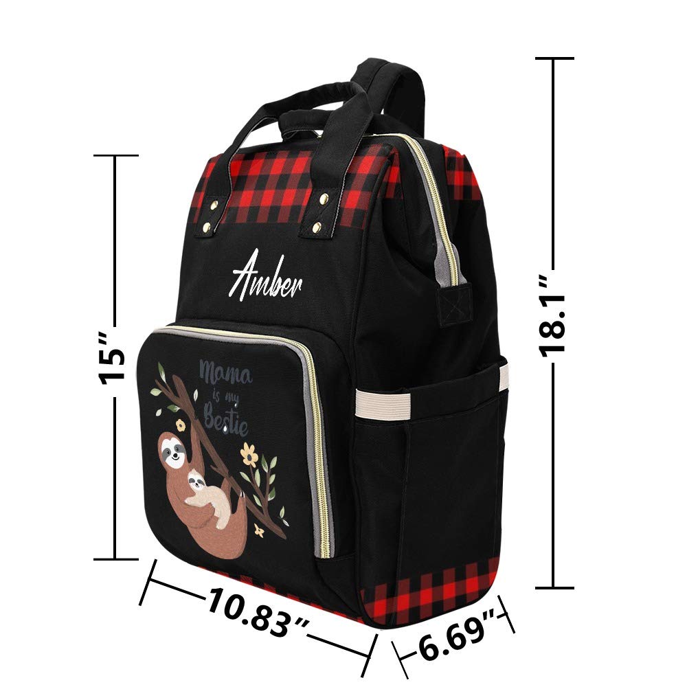 Anneunique Grid Koala Diaper Bags Backpack with Name Personalized Baby Bag Nursing Nappy Bag Travel Tote Bag Gifts for Mom Girl,10.83 x 6.69 x 15 Inch
