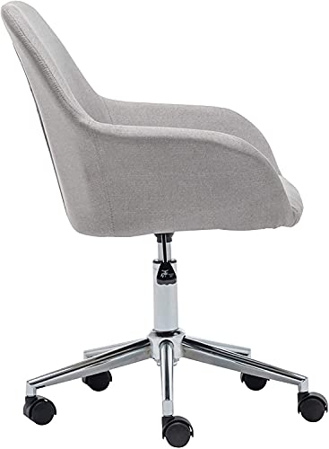 BTEXPERT Arm Mid Back Home Computer, Office Task Wheels, Swivel Height Adjustable, Comfy Soft Desk Chair, (5174), Gray Fabric