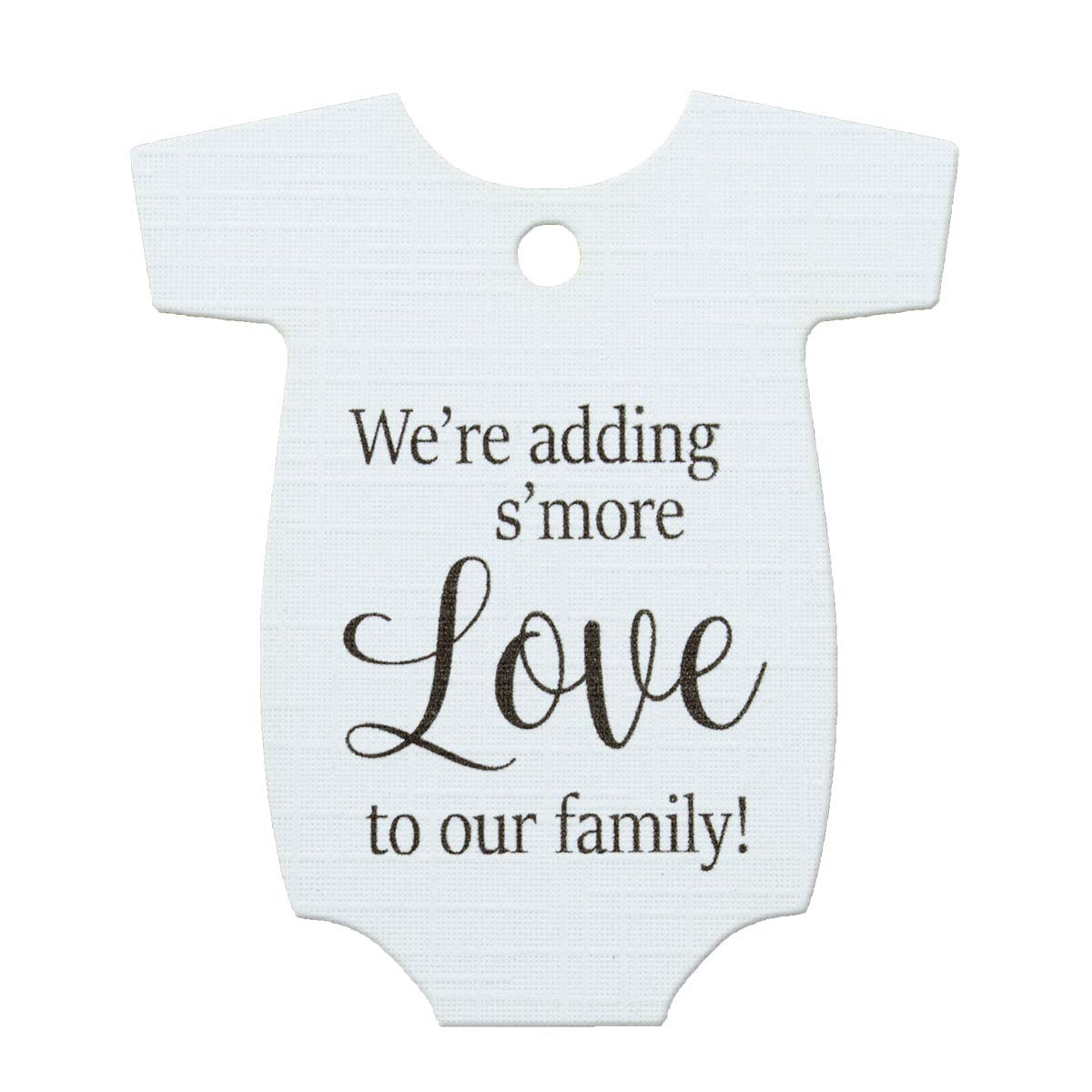 Summer-Ray 50pcs Baby Onesie Adding S'More Love to Our Family Baby Shower Favors Gift Tags Thank You Tags (White)