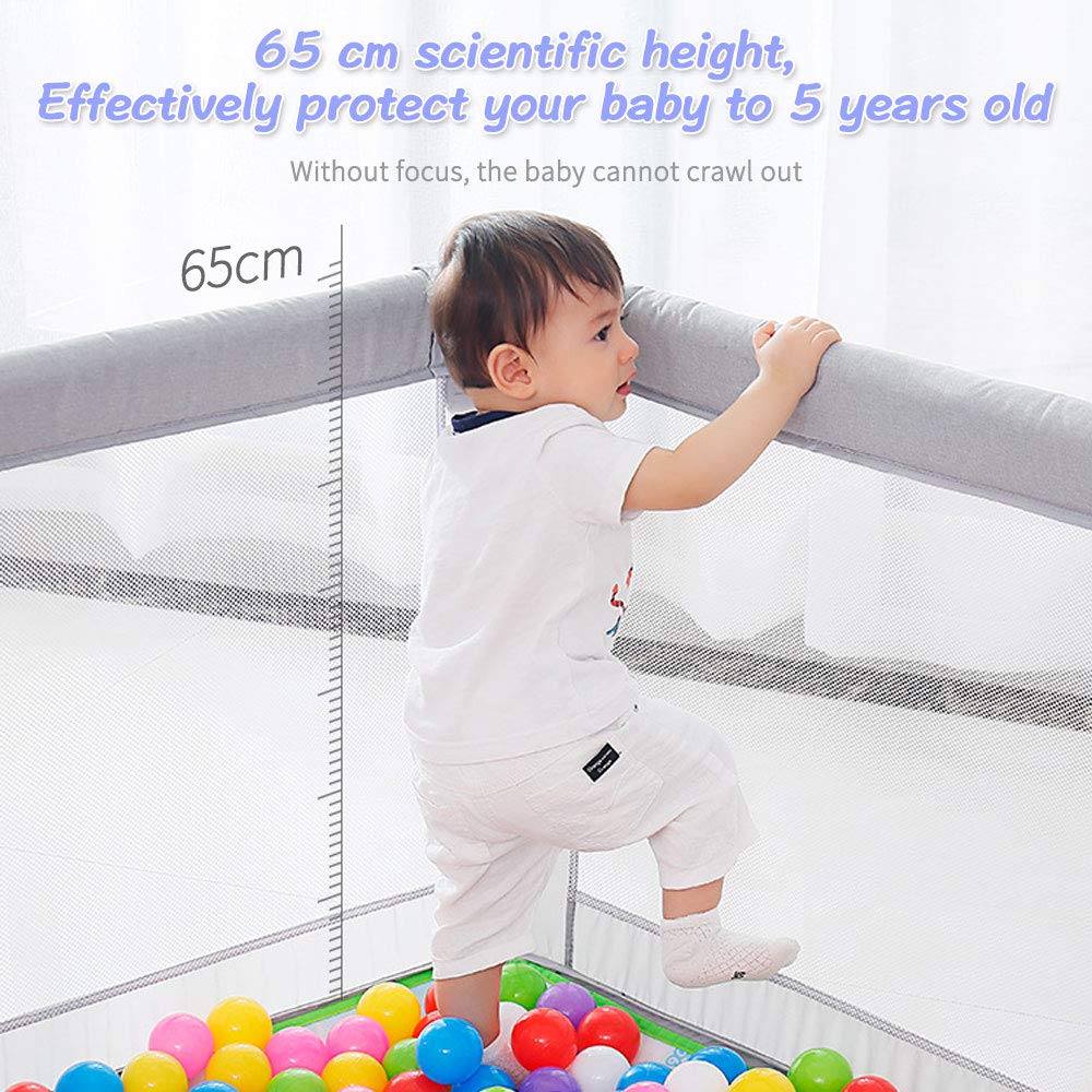 Baby Playpen Extra Large Activity Center Indoor & Outdoor Large Playpen with Anti-Slip Base Sturdy Safety Fence with Super Soft Breathable Mesh