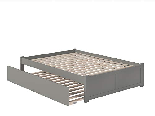 AFI Concord Queen Platform Bed with Footboard and Twin Extra Long Trundle in Grey