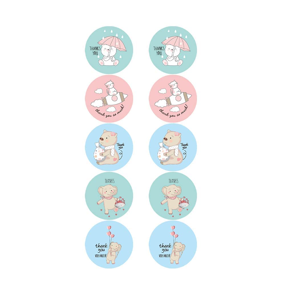 500 Labels Cute Animal Adhensive Thank You Stickers, 1 inch, Thank You Sticker Stickers for Small Candy, Bag Sealing Sticker, Envelope Seals