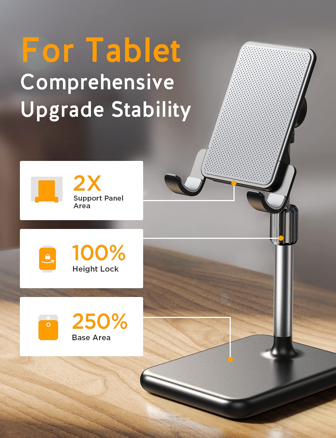 LISEN Cell Phone Stand Tablet Stand Holder [Never Tip Over] iPad Stand for Desk iPad Stands and Holders for Desk Compatible with All Tablets & Smartphones