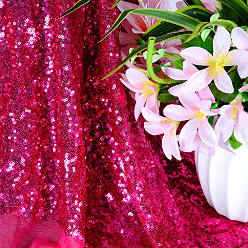 Sequin Fabric by The Yard Fuchsia Sequin Material for Sewing Little Mermaid Fabric Flip Sequins Fabric Hot Pink Payette Sequin Fabric Sequin Fabric Backdrop (1 Yard, Fuchsia)