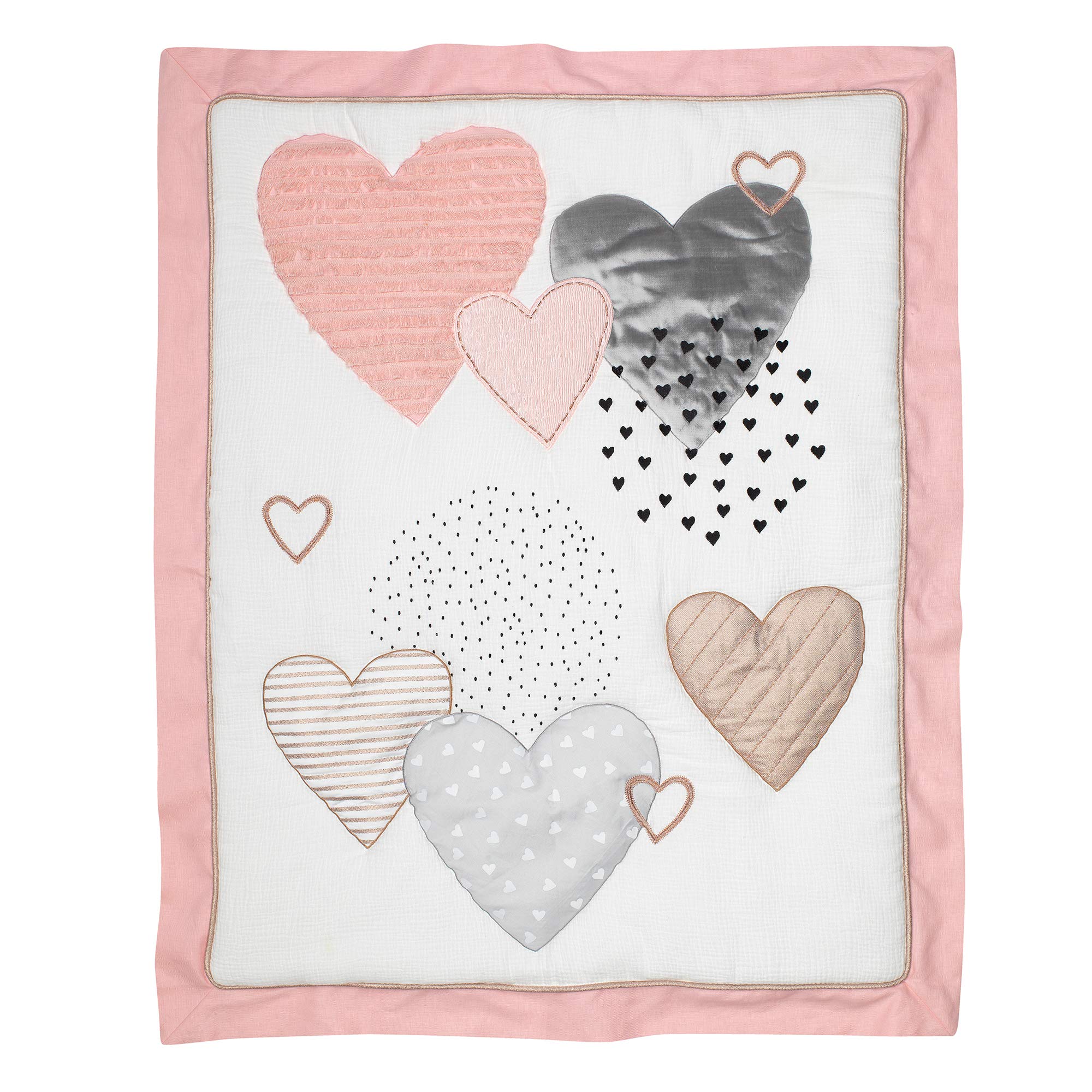 Lambs & Ivy Signature Heart to Heart 4-Piece Crib Bedding Set - Pink, Gray