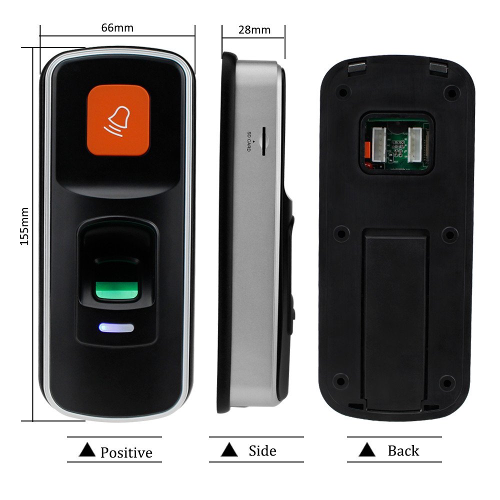 HENA HERNAS Complete Set Access Control Kit, 1000 Fingerprints and 1000 Cards RFID Keypad with Upgraded 180KG (380lbs) Magnetic Lock and Professional Power Supply, for Door Lock Security, Multicolor